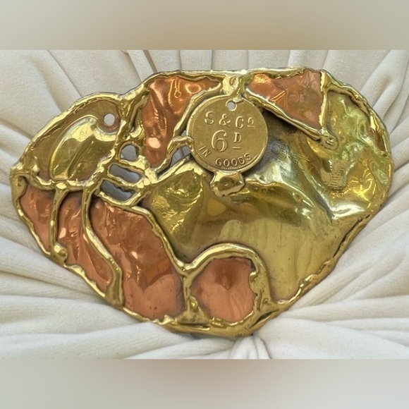 Accessories | Large Brutalist Handmade Vintage 7s Mixed Metal Bronze ...